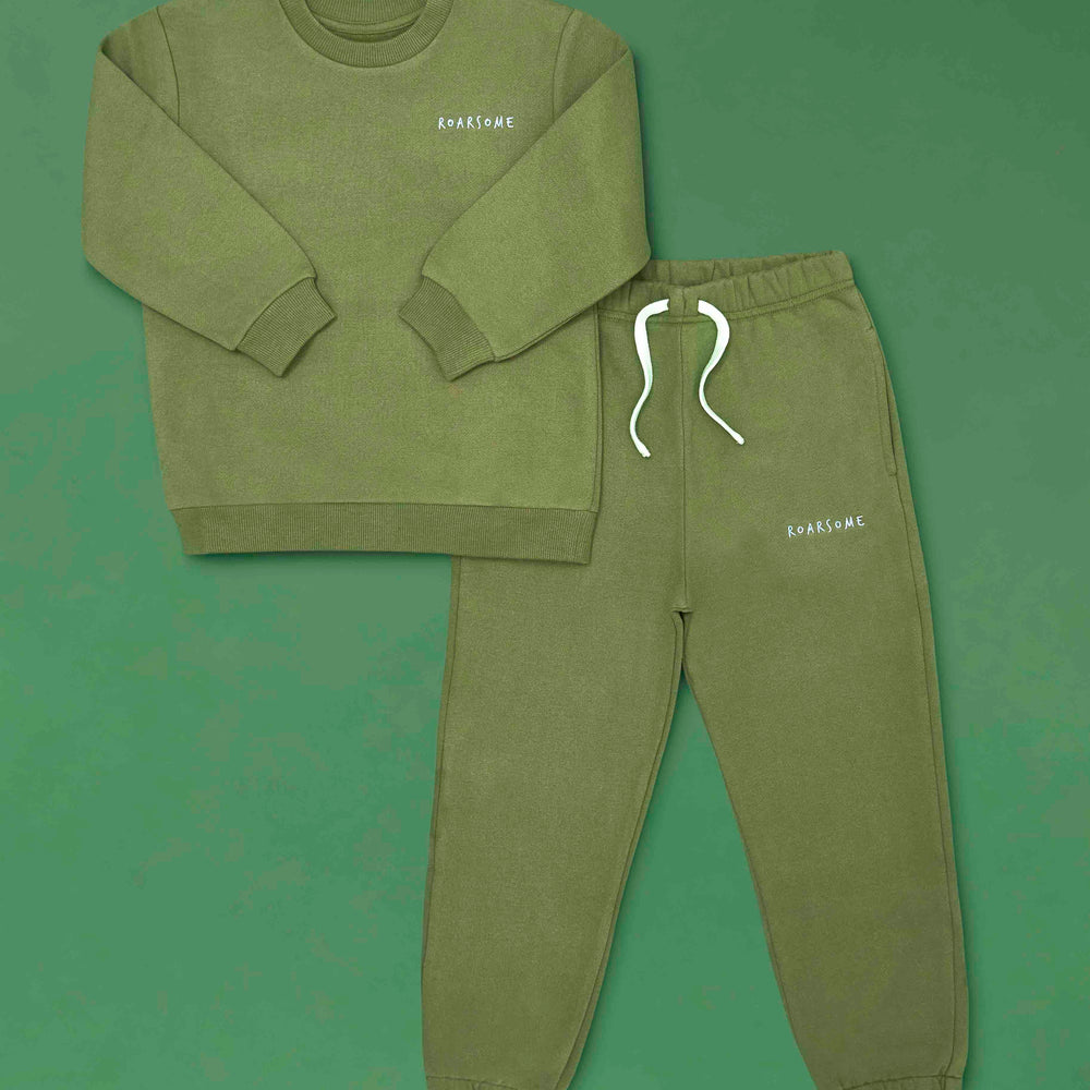 Organic Cotton Tracksuit - Forest Green & Roarsome