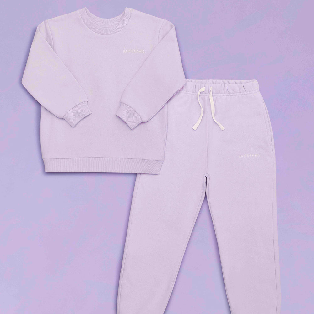 Organic Cotton Tracksuit - Dusk Lilac & Roarsome